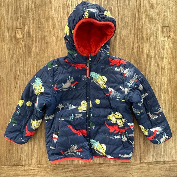 Mini Boden | Jackets & Coats | Reversible Yellow Submarine Puffy Jacket ...